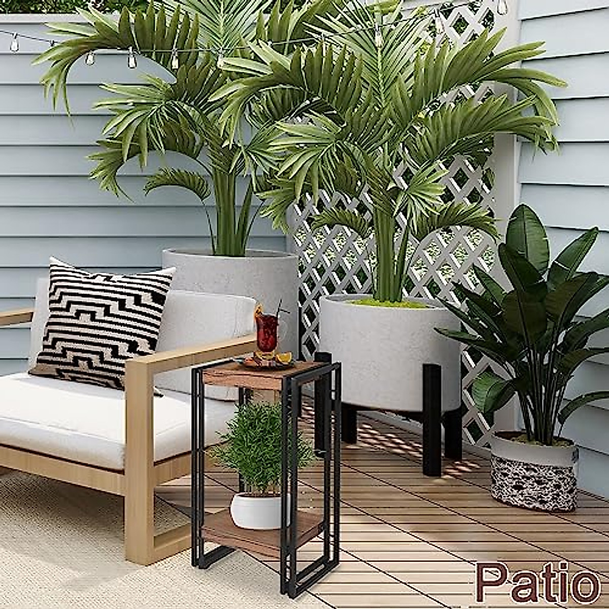 fusehome 22 inch Plant Stand Table, 2 Tier Plant Shelves Indoor Flower Pots Stand Holder Modern Corner Plant Stand Rack Shelves Square Plant Tables for Office Living Room, Balcony