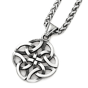 Gungneer Stainless Steel Silvertone Irish Celtic Knot Pendant Eternal Love Necklace Protection Amulet Talisman