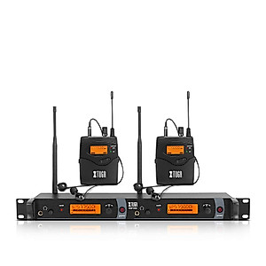 XTUGA IEM1200 Wireless in Ear Monitor System 2 Channel 2/4 Bodypacks Monitoring with in Earphone Wireless Type Used for Stage, Studio and Church (2 Bodypacks)