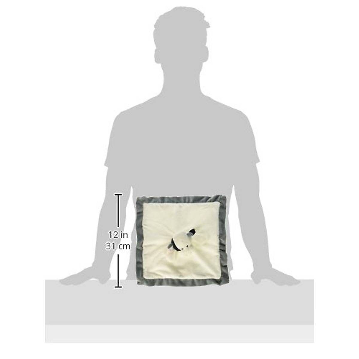 Lovey Security Blanket 12 inch Square Stuffed Animal Baby Blankie for Girls or Boys (Cow) by Baberoo, 12 Inch (Pack of 1)