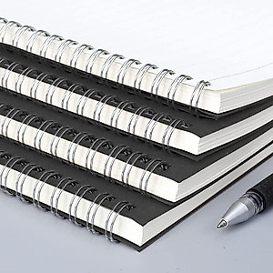 Ykimok Soft Black Cover Spiral Notebook, Notebooks College Ruled, Wirebound Memo Notepads Diary Notebook Planner with Unlined Paper, 100 Pages, 50 Sheets, 7.48 x 5.11 Inch