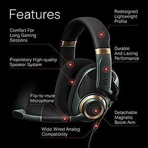 EPOS H6Pro - Open Acoustic Gaming Headset with Mic - Lightweight Headband - Comfortable & Durable Design - Xbox Headset - PS4 Headset - PS5 Headset - PC/Windows Headset - Gaming Accessories (Green)