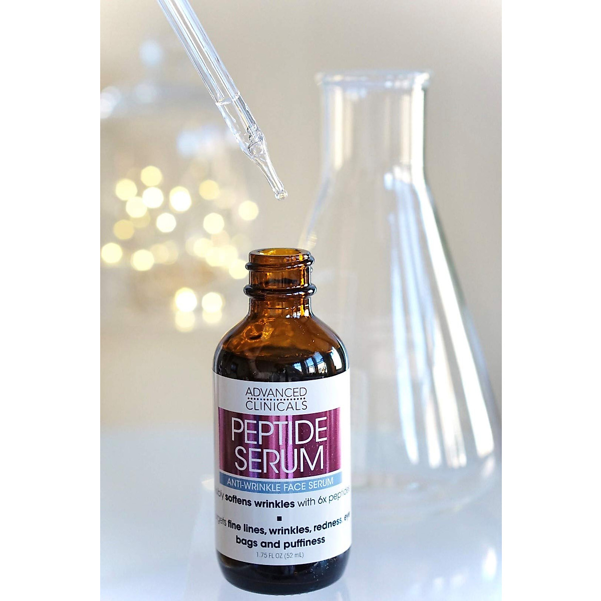 Advanced Clinicals 6X Concentrate Peptides Serum For Face | Hydrating + Firming Anti Wrinkle Collagen Peptide Moisturizer Face Oil W/Vitamin E For Wrinkles, Puffiness, & Uneven Skin Tone, 1.75 Fl Oz