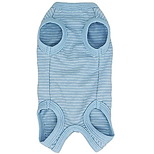 LOPHIPETS Girl Dog Shirts Recovery Suit Pajamas for Small Dog Chihuahua Yorkie Teacup Puppy Cat Clothes-Cambridge Blue Strips/S