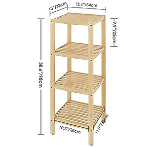 SMIBUY Bamboo Bathroom Over-The-Toilet Storage Shelf with 3-Tier Adjustable Shelves and 4-Tier Bamboo Rack Organizer Unit for Living Room Bedroom Kitchen (Natural)