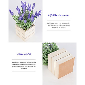 DDHS Artificial Lavender Flowers Potted Plant 2 Packs Spring Fake Plants for Farmhouse Home Kitchen Bedroom Decor Indoor Outdoor Wedding Garden Office Patio Decoration