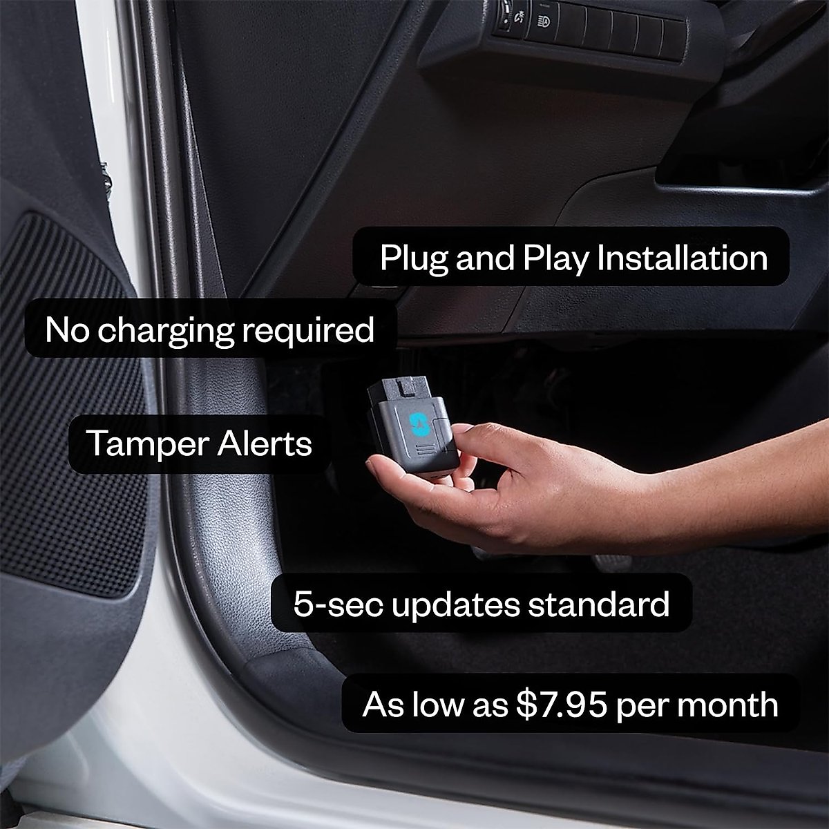 Spytec Anti-Theft Plug-in Car GPS Tracker, Real-Time 5 Second Updates, Ignition On/Off Alerts, Vehicle Movements, Personal & Work Car Monitoring | Unlimited US & Worldwide Tracking App - Low Cost Plan