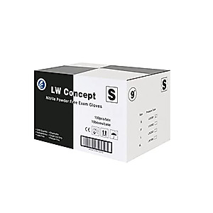 LW Concept Disposable Nitrile Gloves, Chemical Resistant, Powder-Free, Latex-Free, Non-Sterile, Food Safe, 5 Mil, Black, 1000-Count (Small)