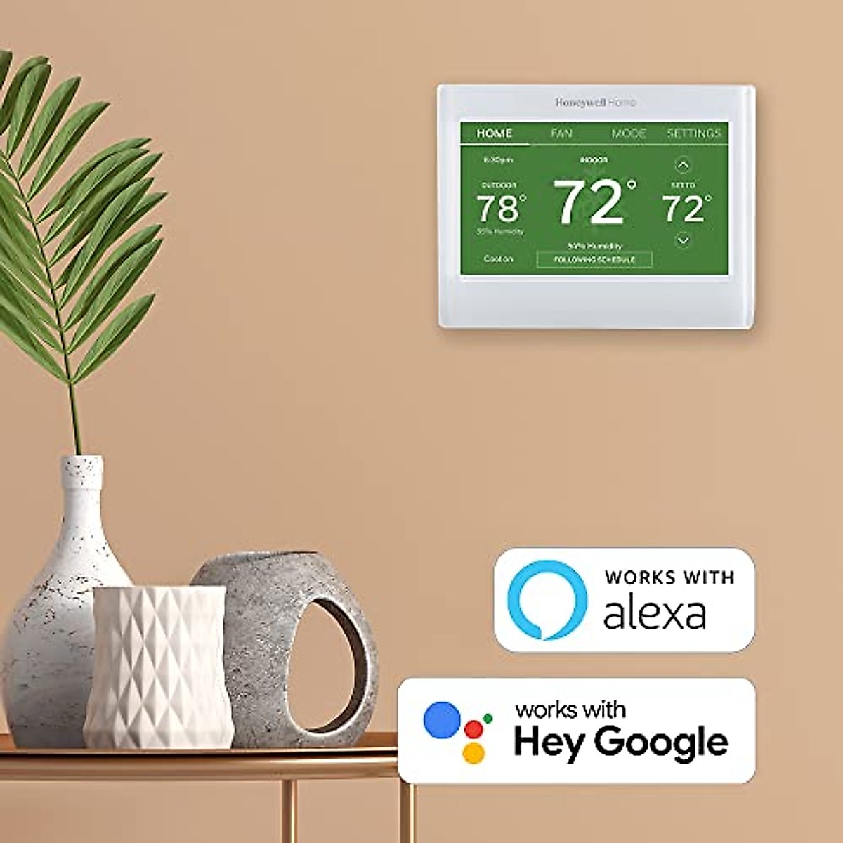 Honeywell Home RTH9600WF Smart Color Thermostat Energy Star Wi-Fi Programmable Touchscreen Alexa Ready - C-Wire Required, Not Compatible with Line Volt Heating