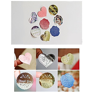 Envelopes Label Stickers Love Heart Shape Stickers 60 PCS Kraft Paper Thank You Stickers Retro Metallic DIY Decorative Adhesive Label for Packaging Bake Decoration Wedding Party Gift (Gold)