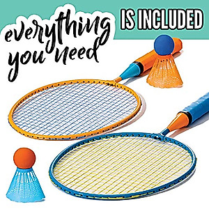 Franklin Sports Badminton Racket Set - Smashminton, Oversize - 2 Player Backyard Youth Set with Birdies For Kids