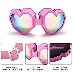 GUVIVI Heart Shaped Sunglasses Fashion Ski Goggles Oversize Love Glasses for Women Men Fun Eyewear Eyeglass