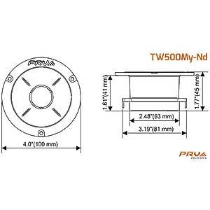 PRV AUDIO TW500My-Nd Mylar Neodymium 4" Bullet Super Tweeter 8 ohms 1.25" VC Pro Audio High Frequency Driver 108dB 75 Watts RMS (Single)