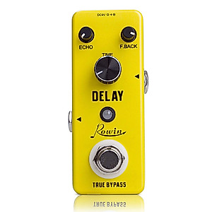 Rowin Analog Vintage Delay Guitar Effect Pedal with 9V DC 1A Pedal Power Supply