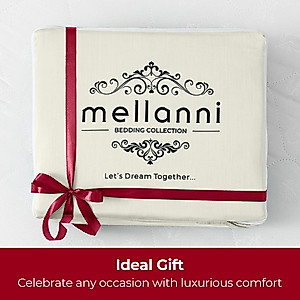 Mellanni 400 Thread Count Cotton Sateen Sheets Set - 4 Piece White Bed Sheets Set - Fits Mattresses up to 16" Deep - Cooling Sheets for Hot Sleepers (Full, Ivory)