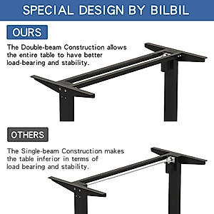 Jceet Adjustable Height Electric Standing Desk - 63 x 30 Inch Sit Stand Computer Desk with Splice Board, Stand Up Desk Table for Home Office, Black Frame/Black and Rustic Brown Top