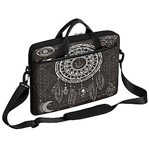 Mandala Dreamcatcher Ethnic Laptop Computer Bag Waterproof Shoulder Messenger Bag 13-15 inch Durable Laptop Tote Bag with Shoulder Strap Handle Lightweight Crossbody Briefcase