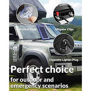 POWOXI 10W 12V Solar Battery Charger& Maintainer，Waterproof Solar Panel Trickle Charger with Cigarette Lighter & Alligator Clips for Car, RV, Boat, Motor, Lawn Mower（Blue）