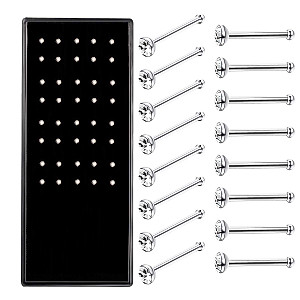 Charisma 40pcs Small Nose Studs Stainless Steel CZ Nose Piercing Jewelry Tiny Bone Studs for Women Men Hypoallergenic (2mm,Clear CZ,22G)