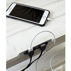 Signature Design by Ashley Dannerville Cottage Wood Accent Table with USB Plug Chargers, 28", White