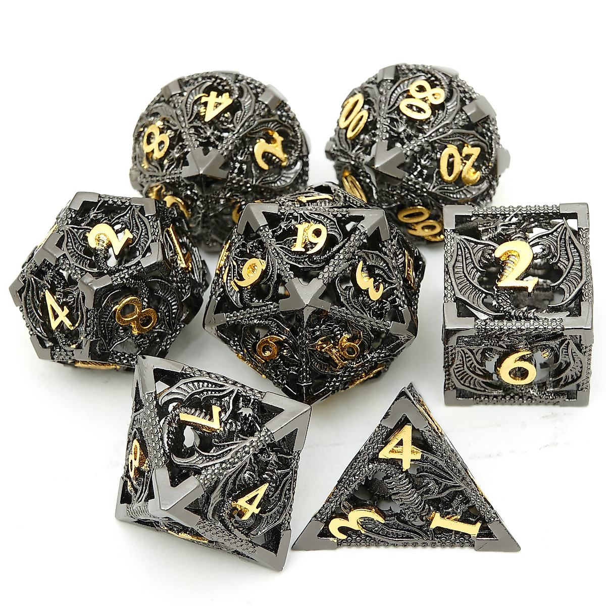 DND Dice Set Metal Dice Dungeons and Dragons Dice Gift Polyhedral Dice Set D&D Role Playing Dice D20 Hollow Polyhedral Dice Set for Dungeons and Dragons RPG MTG Table Games