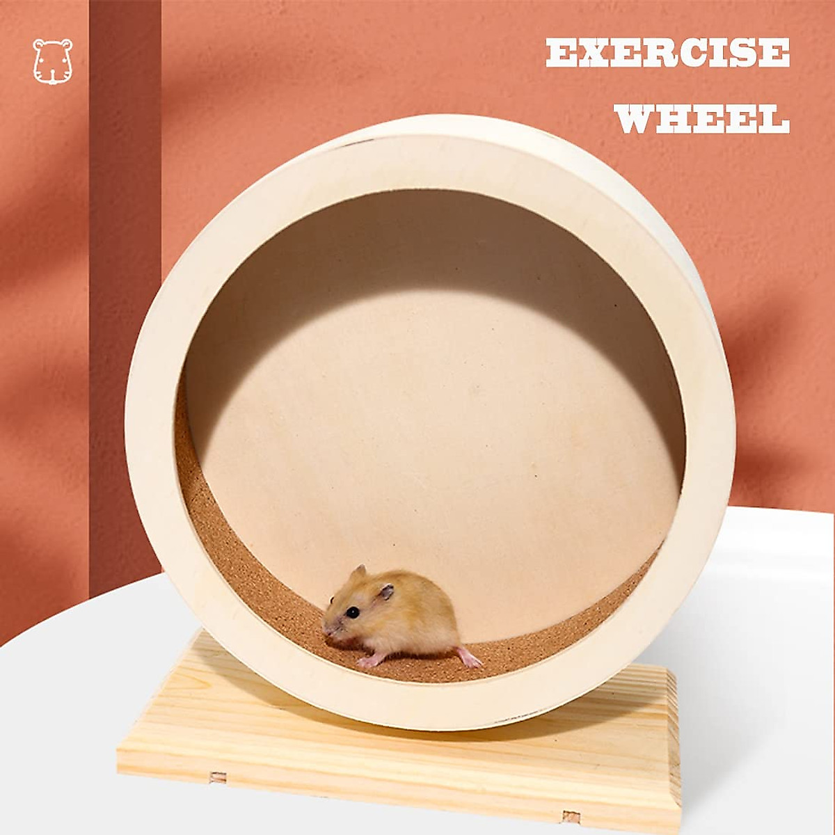 antiai Hamster Wooden Silent Wheel, Small Animal Exercise Wheel Accessories, Quiet Spinner Hamster Running Wheels Prevent Depression Toys for Hamsters, Gerbils, Mice and Other Small Pets (S)