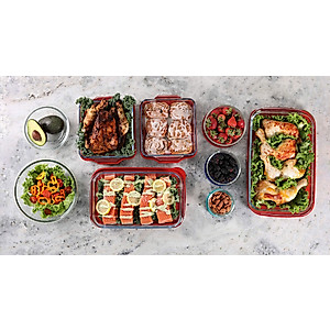 BOVADO USA 4 Cup Glass Food Storage Containers (4 Pack) | Nonpourous Dishwasher, Freezer & Oven Safe Glass, Easy-Clean | Teal Lids