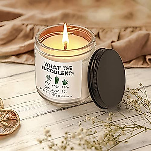 LUCHINM Scented Soy Candles What The Fucculent Candle Funny Gifts for Home, Women , Men, Friend, Christmas, Birthday Gifts for Girlfriend, , BFF, Plant Lover, Plant Décor White