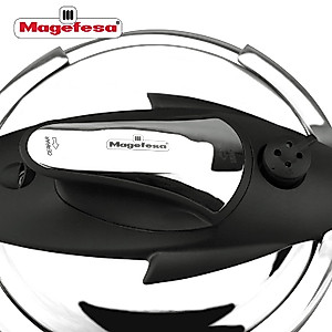Magefesa® Nova 6.3 Quart Stove-top Super Fast Pressure Cooker, Easy and Smooth Locking Mechanism, Polished 18/10 Stainles Steel, Suitable Induction, 5 Security Systems, 11.6 PSI Working pressure