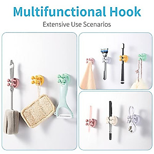 EAARSUO 6 Pcs Multifunction Razor Holder for Shower Wall, Silicone Self Adhesive Stick on Hooks for Hanging, Waterproof Damage Free for Kitchen Home (6 Packs,Style B)