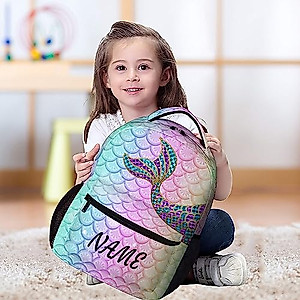 Aicihert Custom Cute Mermaid Tai Kid Backpack Personalized Kid's Name Text Children School Bag Customized Bookbag Backpack for Boys Girls Student