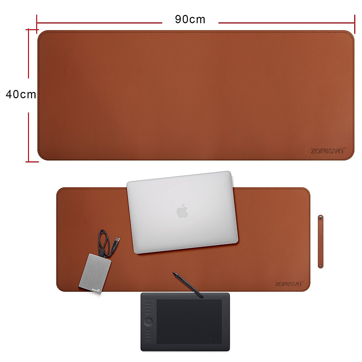 ZORESYN XL Large Mouse Pads (35.4"x15.8") - PU Leather Large Gaming Mousepad Desk Mat - Nonslip Base and Waterproof Desktop Keyboard Extended Mouse Mat (Light Brown, X-Large)