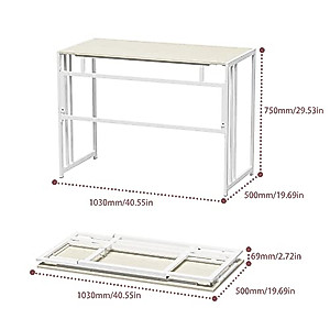 Gezen Folding Desk 40'' Computer Desk for Home Office, No Assembly Office Desk Foldable Simple Study Writing Desk Table for Small Spaces(Beige, White)