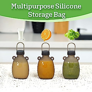 Haakaa Happii Bear Silicone Breast Milk Storage Bag-Refillable Baby Food Squeeze Pouch for Yogurt Puree -Reusable Milk Freezer Bag - Portable & No Leak BPA Free -9 oz 5PK