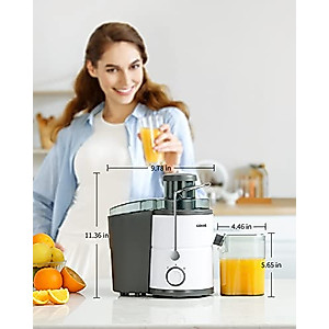 GDOR Juicer with 800W Motor, Juicer Machine with Big Mouth 3” Feed Chute, Dual Speeds Juice Maker for Fruits and Veggies, Anti-Drip Function Centrifugal Juicer, Include Cleaning Brush, BPA-Free, White