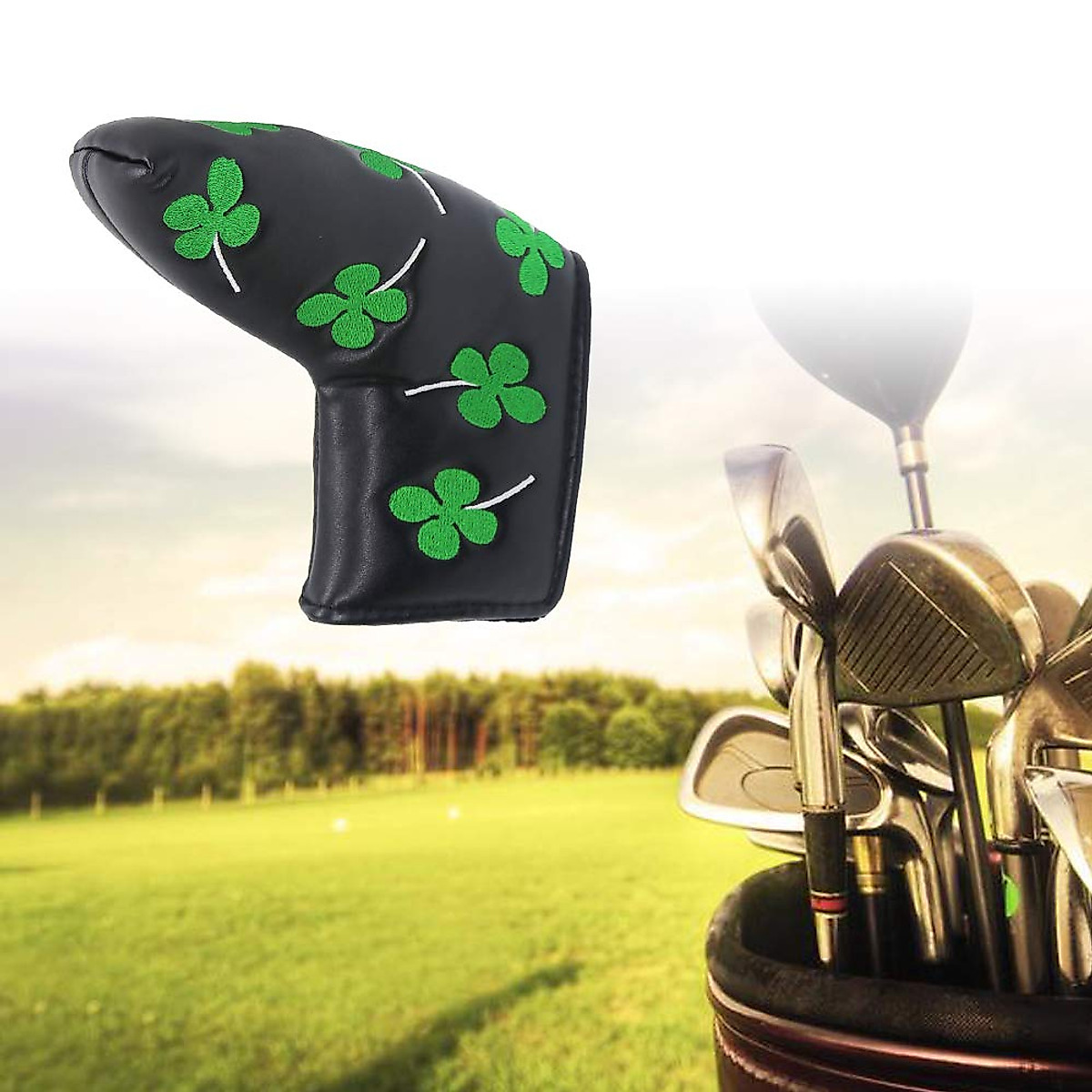 HISTAR Golf Putter Head Cover Headcover Shamrock Embroidered Blade Fit All Brands