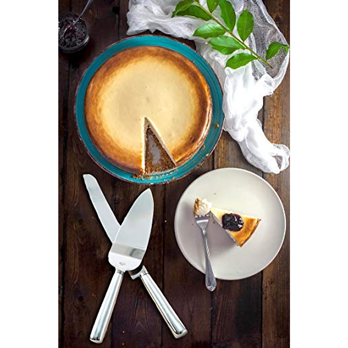 FASHIONCRAFT 2525 Simple Elegance Classic Silver Stainless Steel Cake Knife Set, Wedding Cake Knife and Server Set – One Size (Silver)