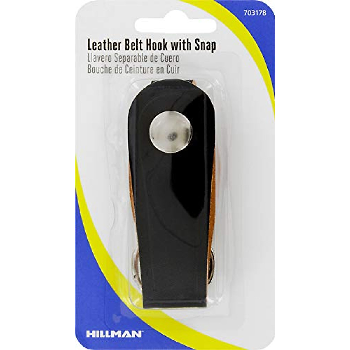 Hillman 703178 Leather Belt Hook with Snap, 5 Pack, Brown