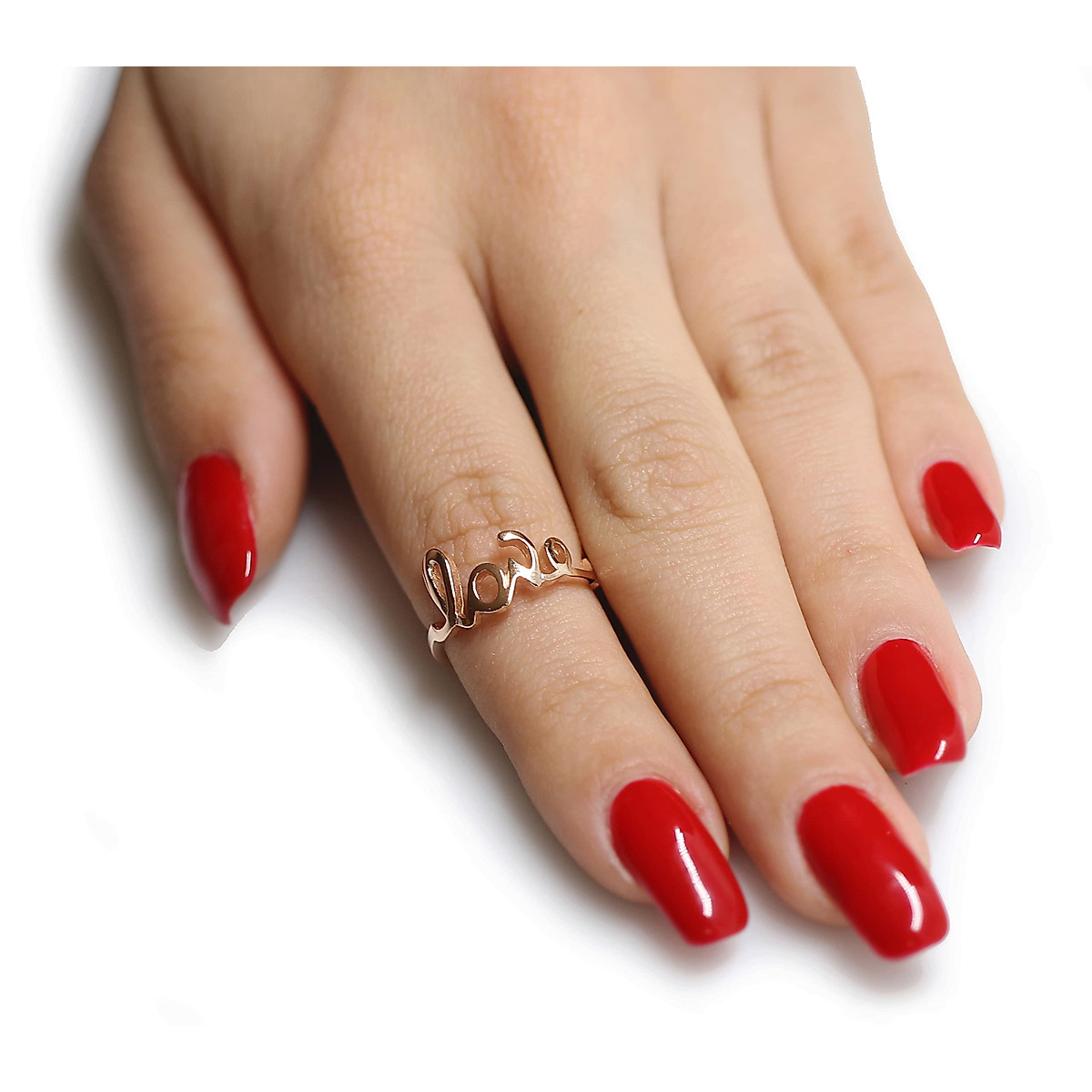 CloseoutWarehouse Rose Gold-Tone Plated Sterling Silver Love in Script Ring Size 11