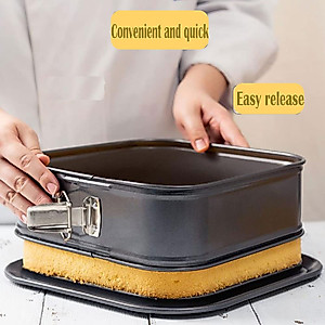 FONTSATTY Springform Pan, 9 Inch Cake Pan Bakeware with Removable Bottom, Baking Pan Cake Molds, Nonstick Leakproof (Square)