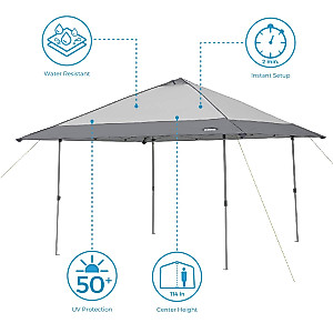 CORE 13' x 13' Instant Shelter Pop Up Canopy Gazebo Tent for Shade in Backyard, Party, Event with Wheeled Carry Bag, Gray