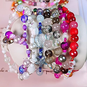 750 Pcs Smoke Gray Glass Beads for Bracelets with 200 Acrylic Letters,Mixed Craft Beads Jewelry Making Kit, Glass Beads Bracelet Making Kit, 8mm Round Cystal Beads with Seed Beads for DIY Working