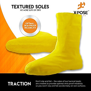 Hazmat Boot and Shoe Covers For Hazardous Materials - Explosives, Gases, Flammable Liquids, Peroxide and More – XL Yellow 12" Over the Shoe Protectors - by Xpose Safety