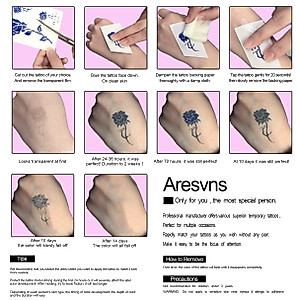 Aresvns Temporary Tattoo for Men & Women,Semi-Permanent Tattoos Waterproof and Long-Lasting 2 Weeks,Dark Blue Realistic Fake Tattoos Christmas Gift