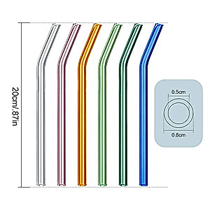 Reusable Glass Straws, Reusable Bent Glass Drinking Straws with 2 Cleaning Brushes, Reusable Straws for Smoothies, Milkshakes, Juice(Multicolor, 12 Pack)