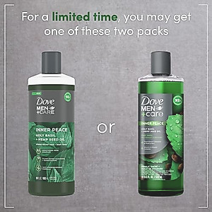 Dove Men+Care Body Wash Holy Basil + Hemp Seed Oil 4 Count to Rebuild Skin in the Shower with Plant-Based Cleansers and Moisturizers 18 oz