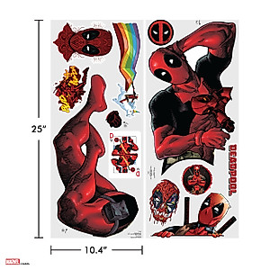 Wall Palz Marvel Deadpool Wall Decal - Deadpool Wall Stickers with 3D Augmented Reality Interaction - Deadpool Sticker for Walls 12" x 34" Marvel Room Decor