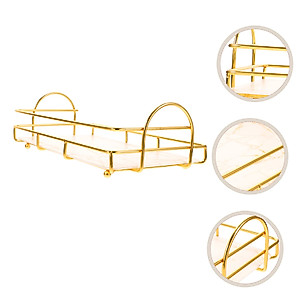 PRETYZOOM Daily Necessities Storage Rack White Serving Tray Gold Dresser Trinket Tray Bathroom Sundries Shelf Cupboard Shelf Perfume Bathtub Trays Dresser Tray Makeup Vanity Desk Alloy