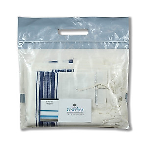 TALITANIA Traditional pure wool Tallit prayer shawl tallis gadol (Size 70 (L) 80 X 60 inches, Blue and silver Stripes)