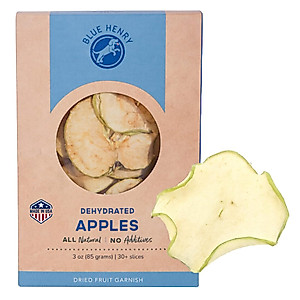 BlueHenry Dehydrated Apple Fruit Garnish Slices - 3oz - 30+ Apple chips - Made in USA - All Natural - Vegan, Gluten Free - For Cocktails, Baking, Snacks